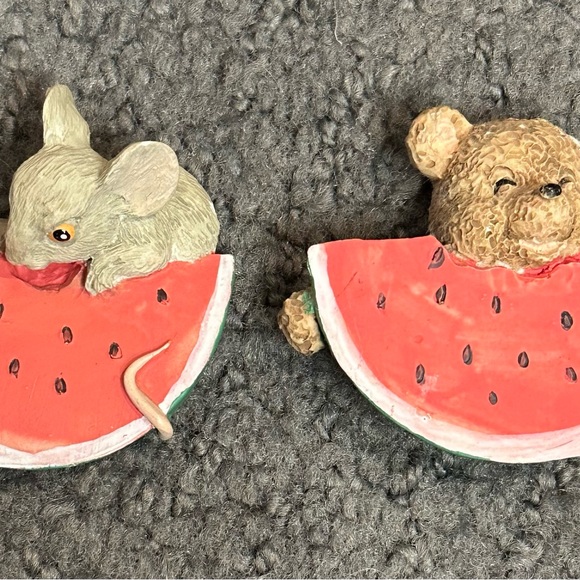 Other | Vintage Bear Mouse Eating Watermelon Refrigerator Magnet 225 ...
